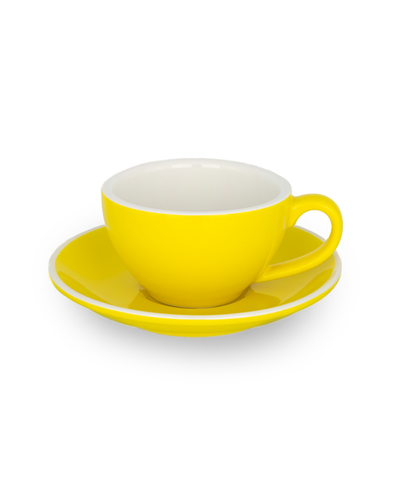 Epic Taza y Plato Flat White 150ml Amarillo | Epic Cups Oficial